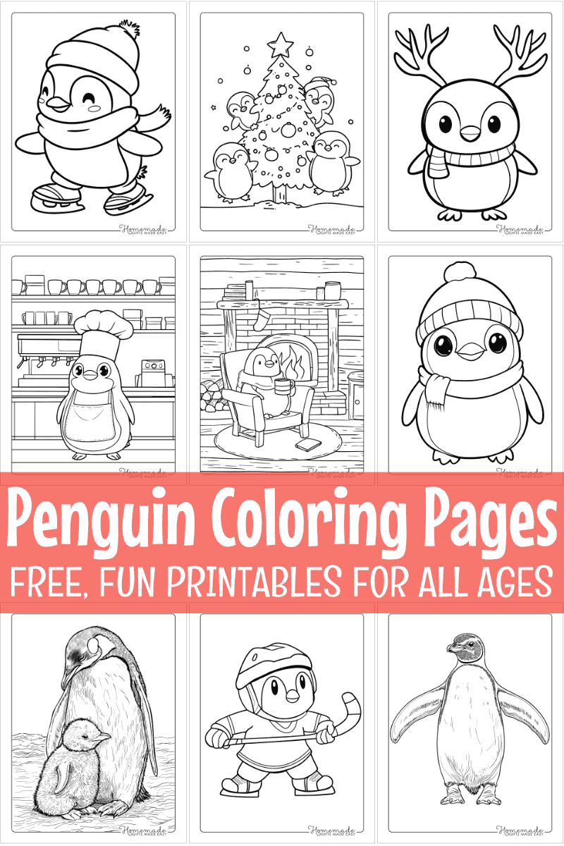 Free Penguin Coloring Pages for Kids (PDF Printables) - TooGoodEngravings